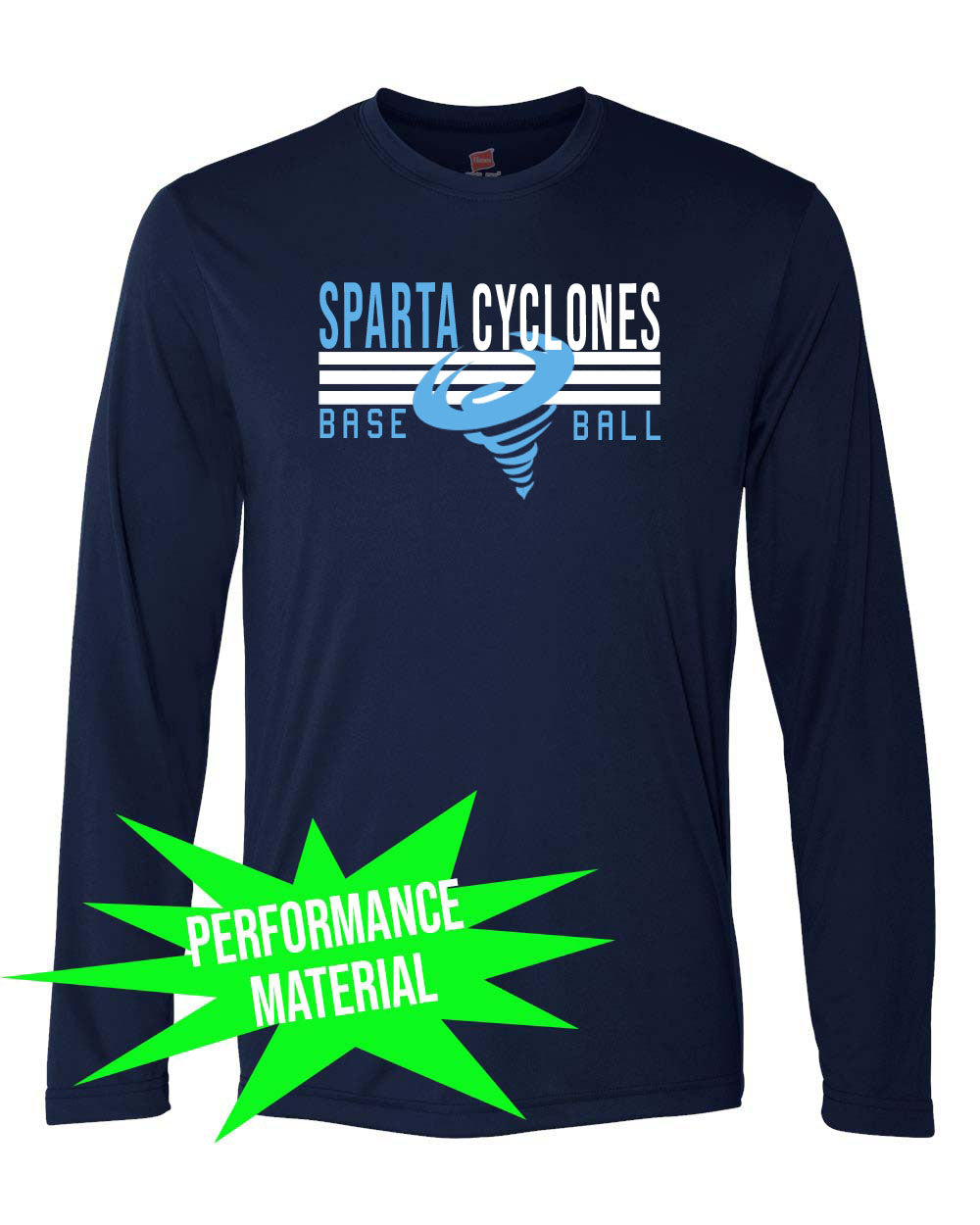 Sparta Cyclones Performance Material Long Sleeve Shirt Design 4